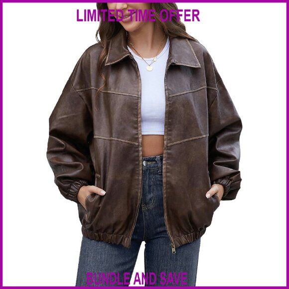 Jackets & Coats | Oversized Faux Leather Motorcycle Jacket Y2k Vintage ...
